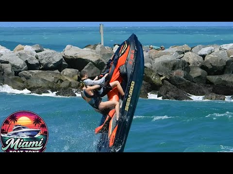 INSANE Jet Ski Action at Haulover Inlet!! ( Cops on jet skis ) 
