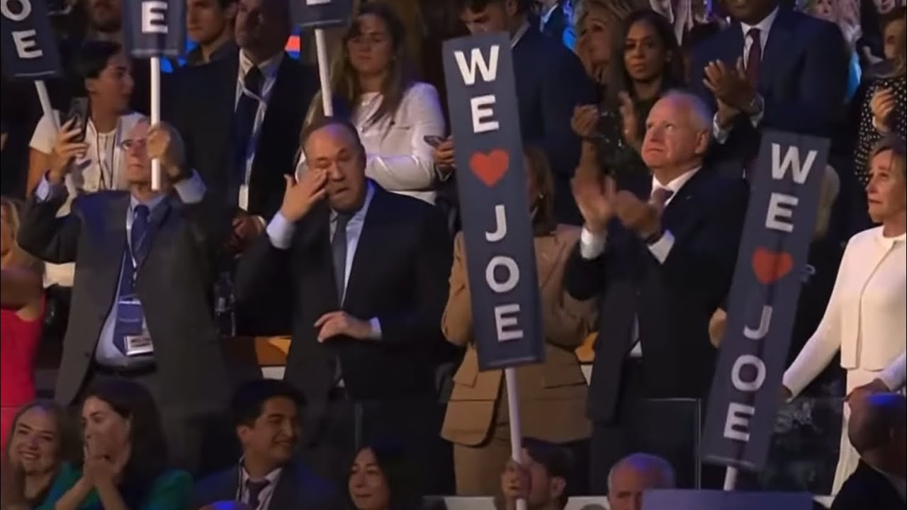 Doug Emhoff crying during Biden speech at DNC - YouTube