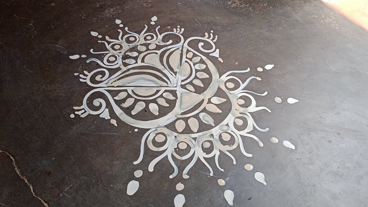 Beautiful peacock alpona design//Beautiful alpona design//simple alpona ...