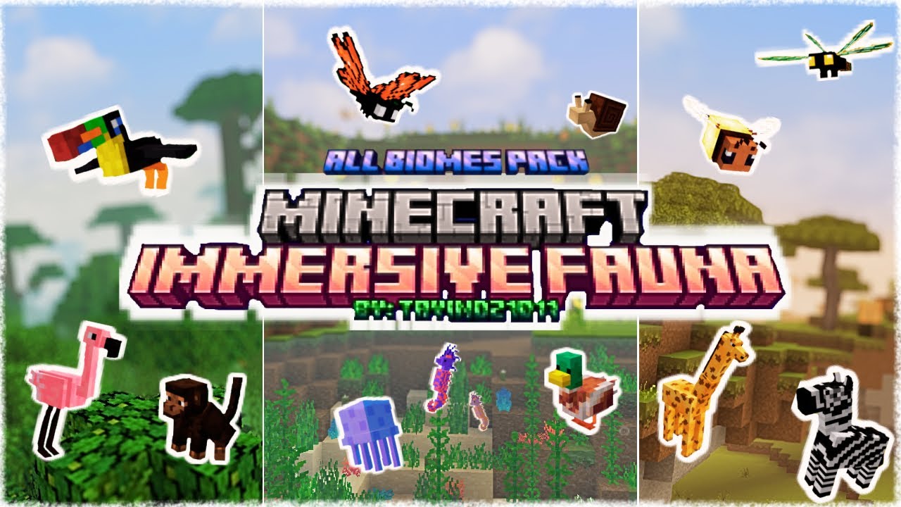 Minecraft PE Immersive Fauna addon BEST #1 animal pack 🌳 - YouTube