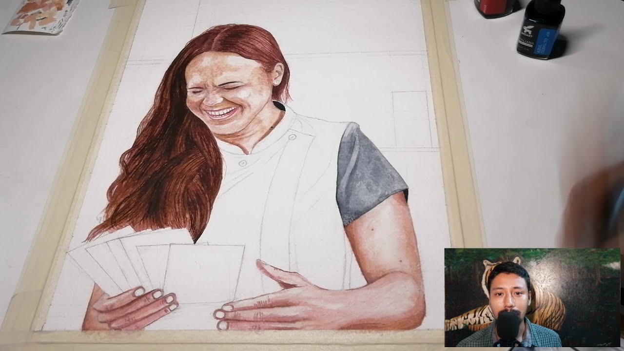 Como dibujar una persona realista con acuarelas - YouTube