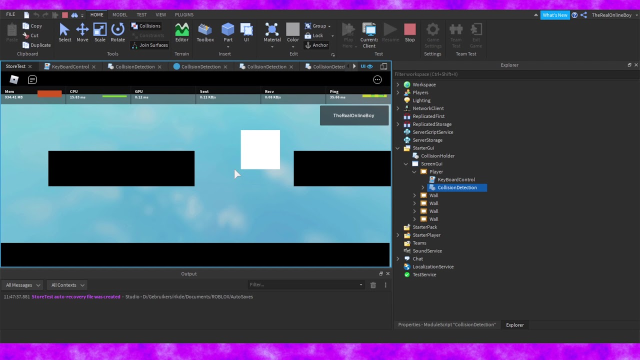 Roblox 2d Collision Detection Youtube