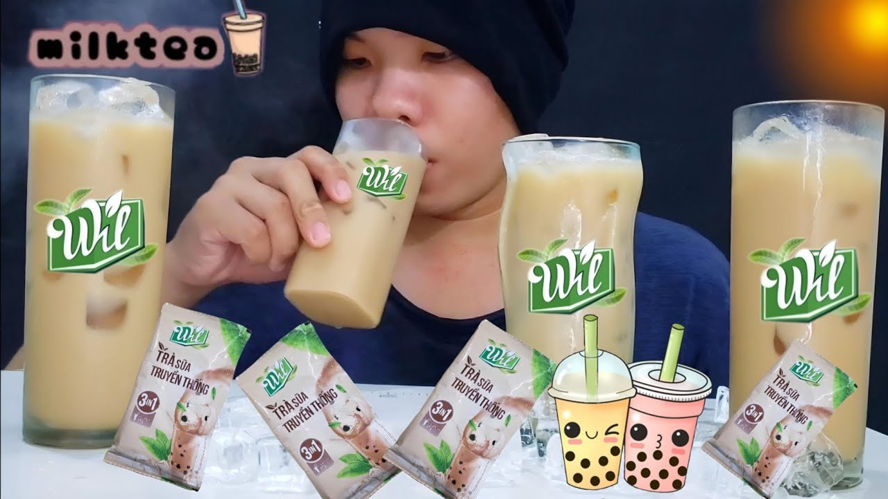 ASMR SOUNDS | DRINKING MILK TEA (WIL) WITH COLD ICE | MUKBANG DRINK ...