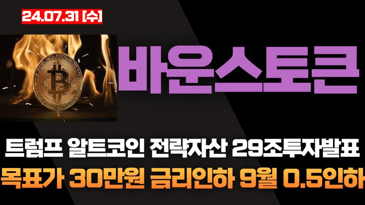 바운스토큰 코인 속보 9월 금리 05프로인하발표 급등 트럼프 알트코인 전략자산 29조 투자한다 Youtube