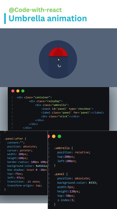 Umbrella animation using css #code-with-react #css #short - YouTube