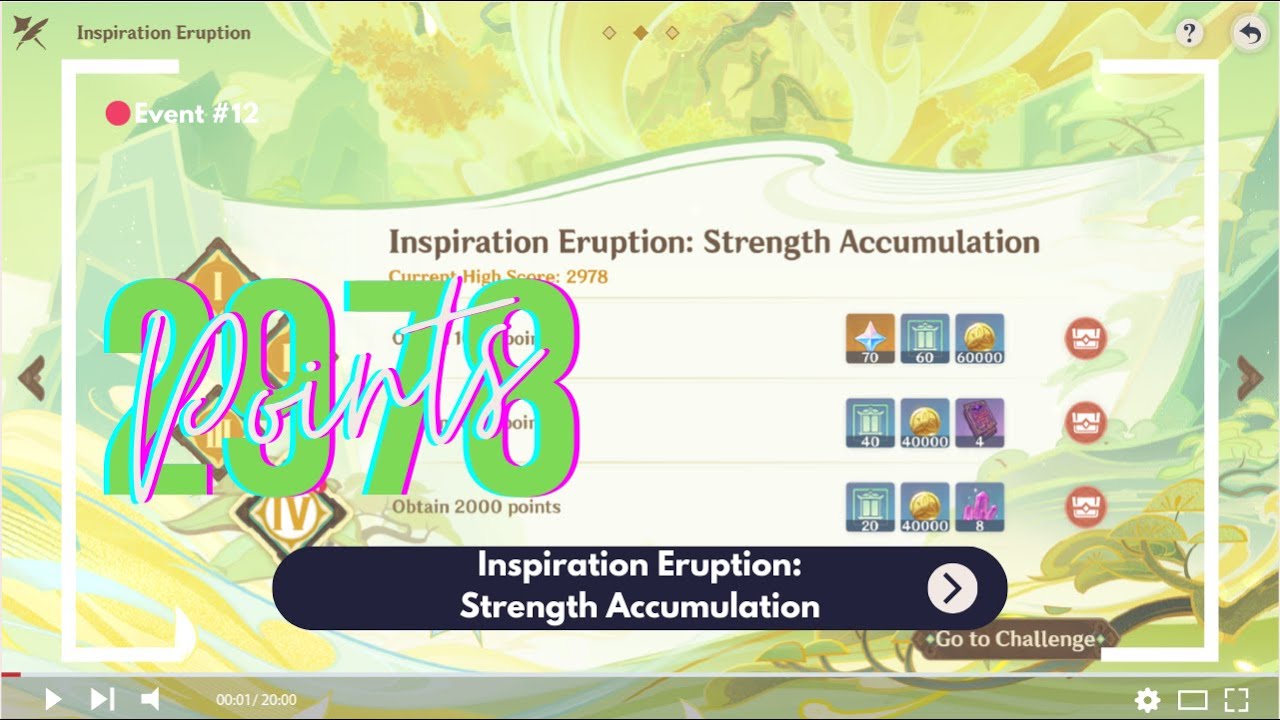 Event Genshin Impact #12 - Inspiration Eruption: Strength Accumulation, 2978 Points, Version 4.1 ...