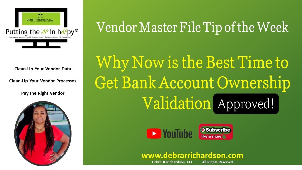 Get Bank Account Ownership Validation Approved! | Vendor Master File ...