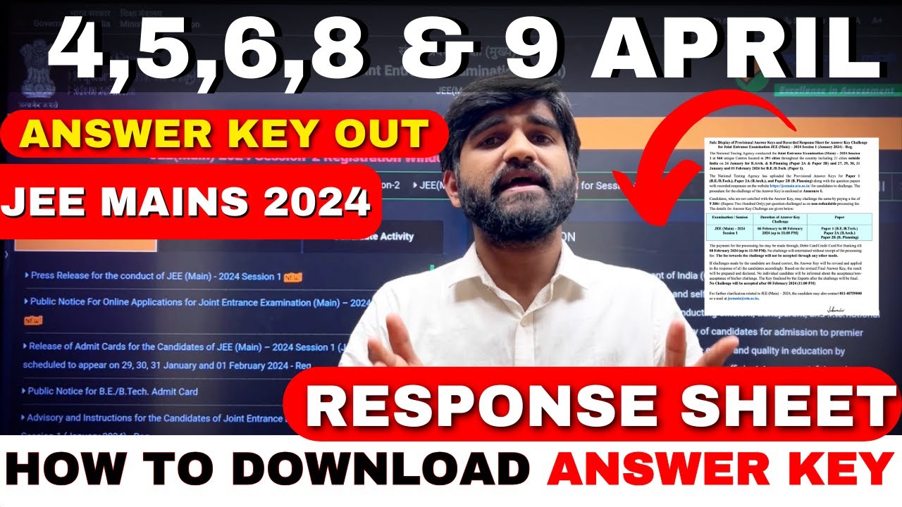 JEE Main 2024 Answer Key OUT🔥| Response Sheet For JEE Main 2024 |How to ...