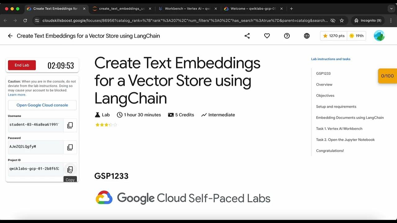 Create Text Embeddings for a Vector Store using LangChain | GSP1233 - YouTube