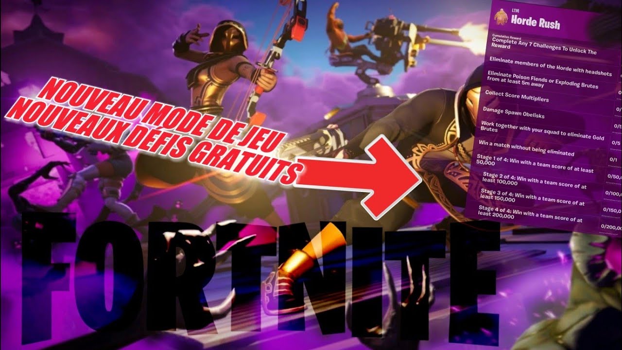 FORTNITE : HORDE RUSH - NOUVEAU MODE DE JEU AVEC DES ZOMBIES + DÉFIS ...