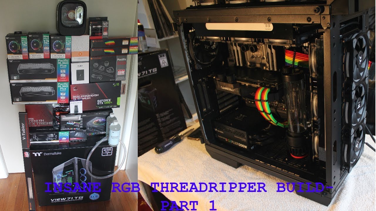 INSANE THREADRIPPER 1950X CUSTOM LOOP VIEW 71 RGB $8k BUILD- PART 1 ...