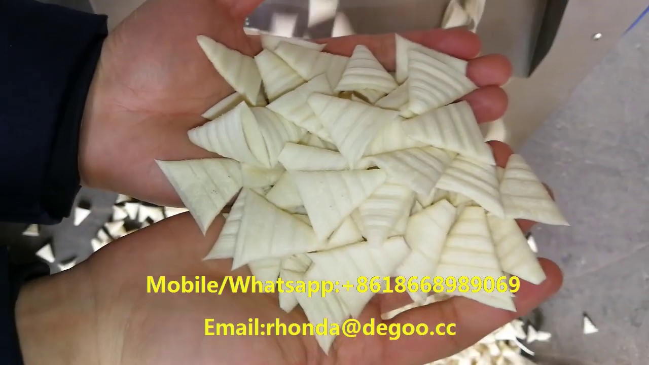 Cone bugle chips machine fried chips production line - YouTube