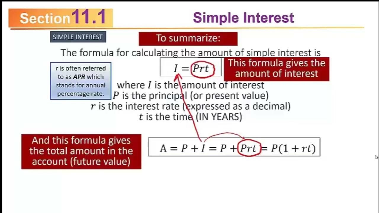 MATH 110: 11.1 Finance-Simple Interest - YouTube