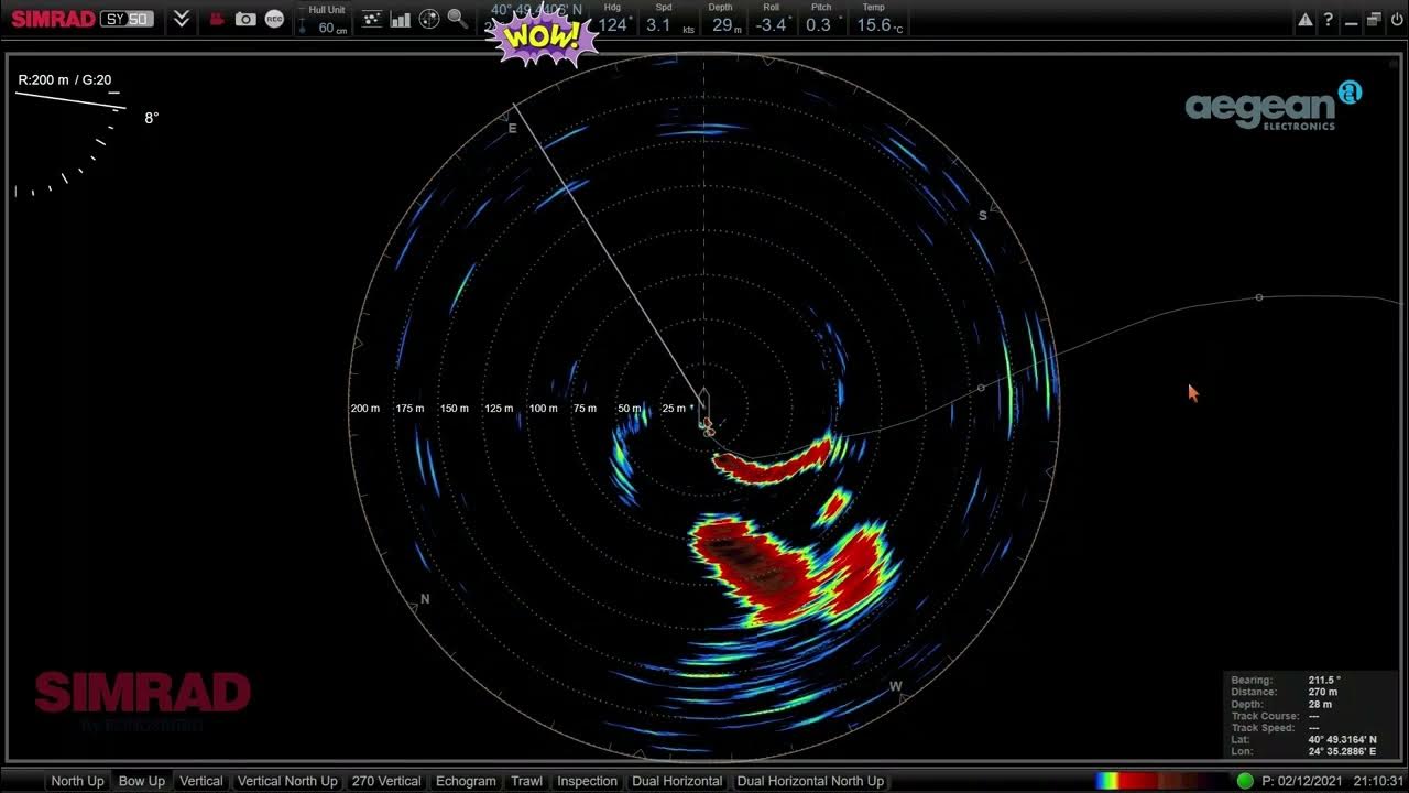 SIMRAD SY50 SONAR HOR & VERT Depth 30m - YouTube