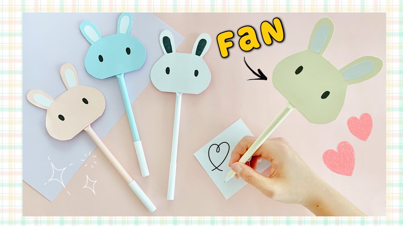 How to Make Fan Pen / Diy Cute Rabbit Pen / Homemade Paper Fan Pen ...