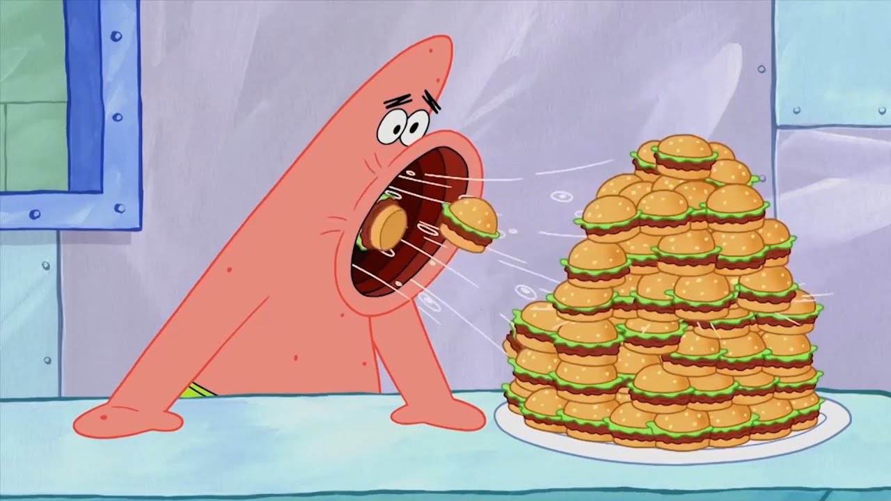 10 Hours of Patrick vacuuming Krabby Patties. - YouTube
