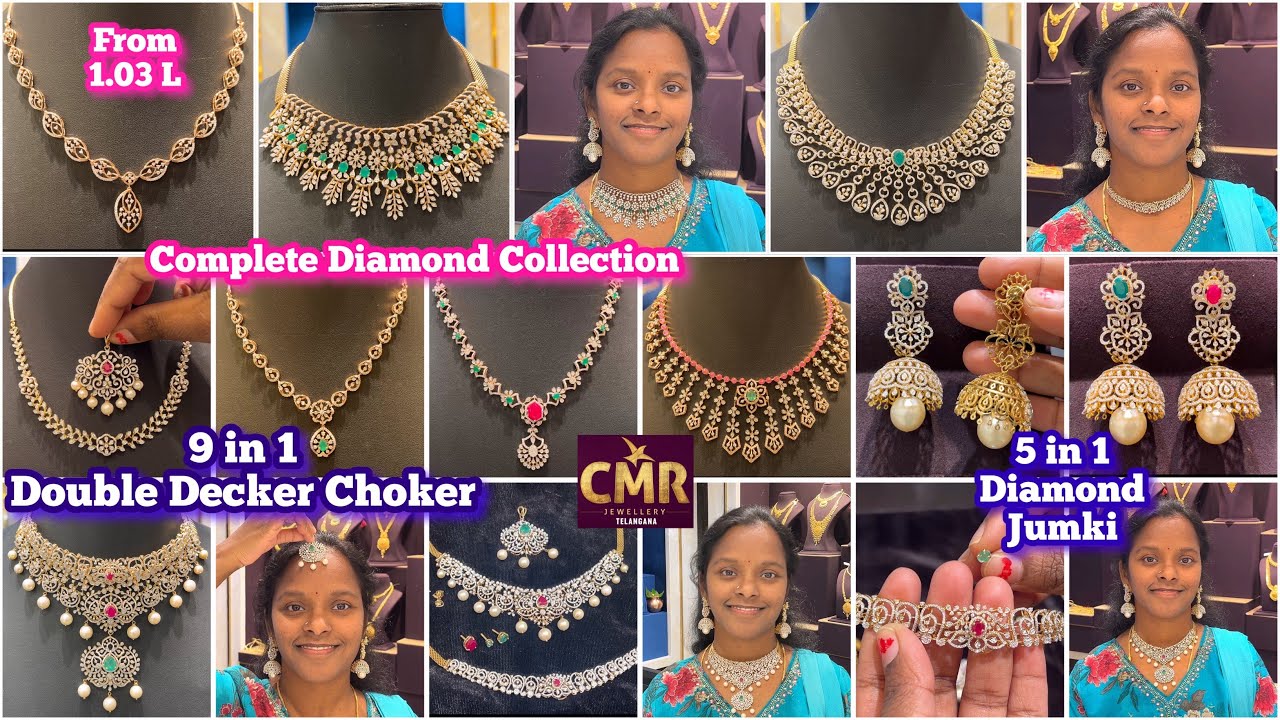 @1.03 L Diamond Necklaces | 9 in 1 Double Decker Choker | 5 in 1 ...