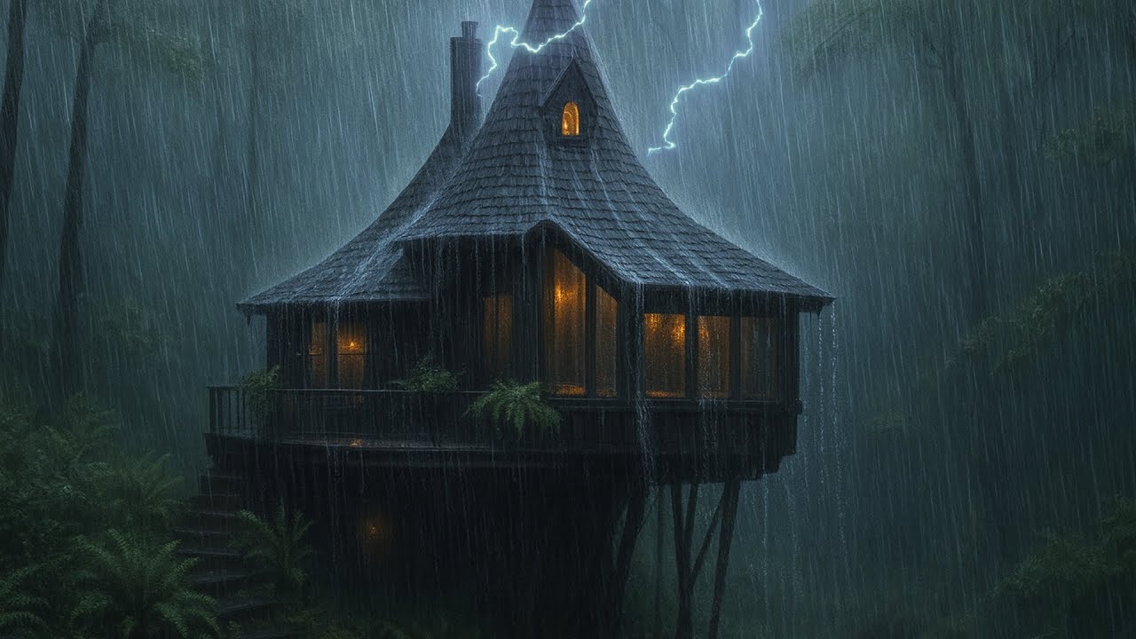 🌲 Rain Sounds on Treehouse in Forest 🌧️ Deep Sleep & Relaxation 💤 - YouTube