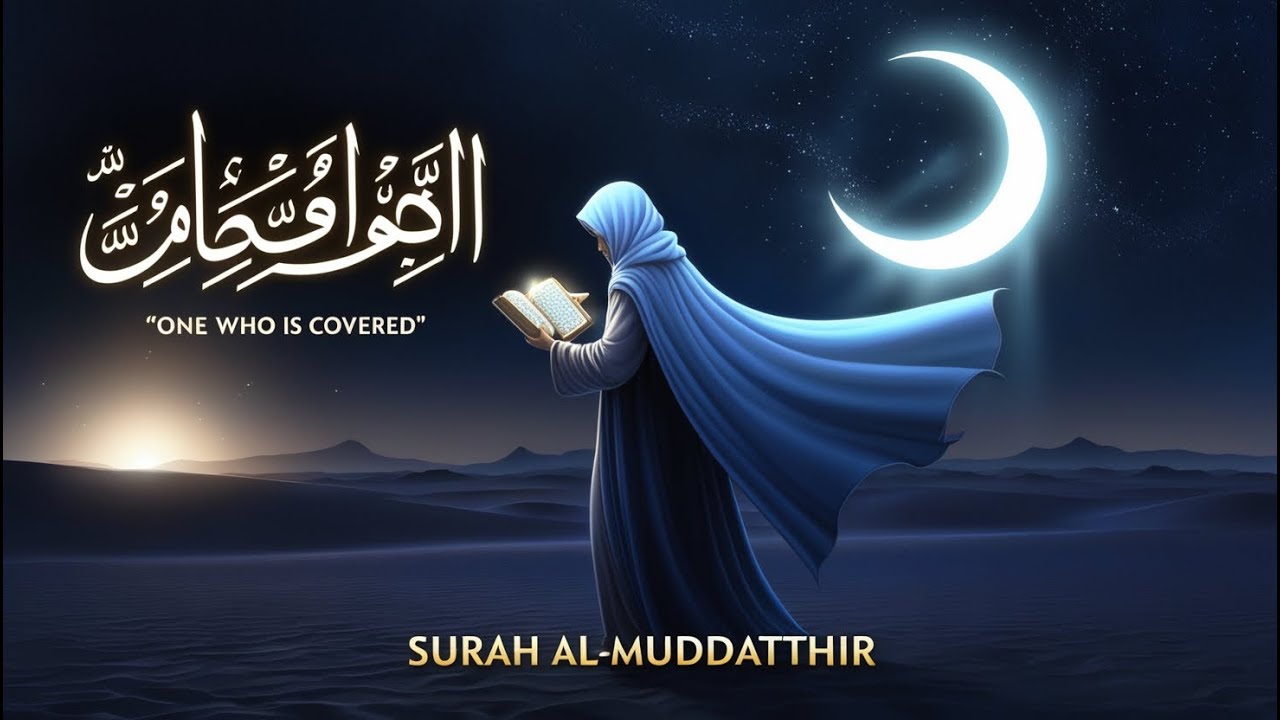 074 Surah Al Mudathir (The Cloaked One) with Text and Tajweed سورة ...