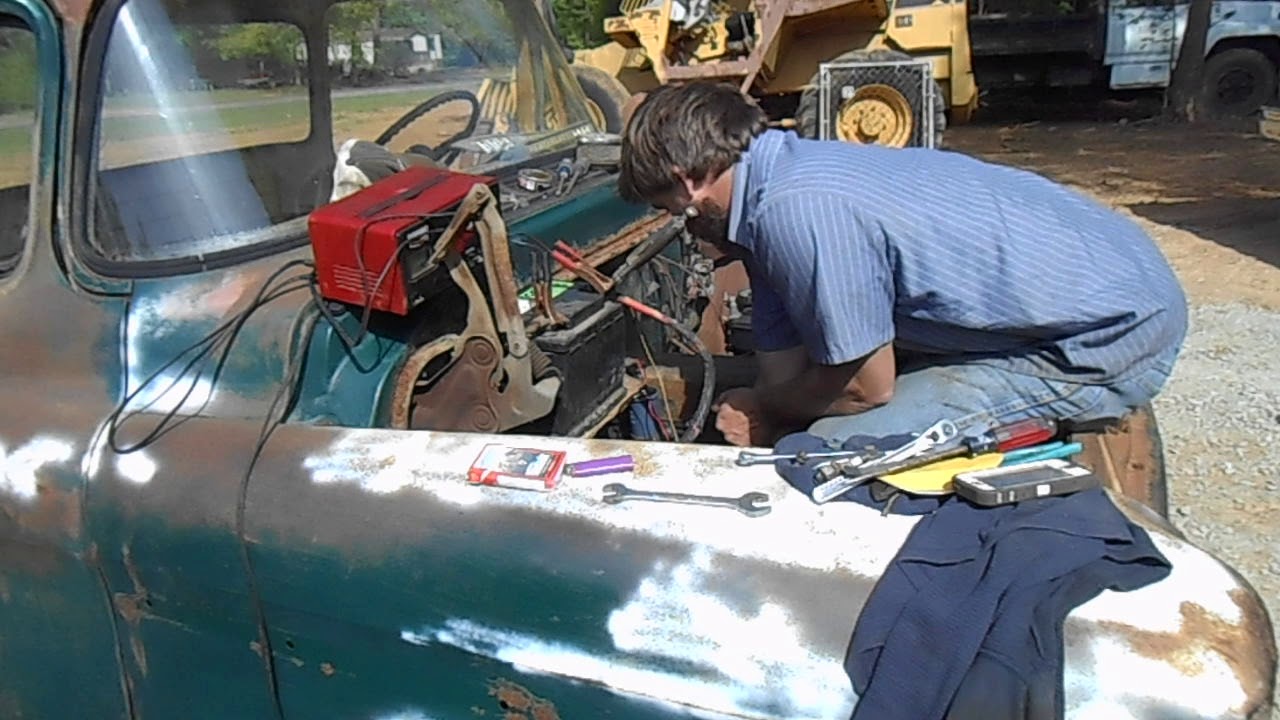 55 chevy truck barn find first start up - YouTube