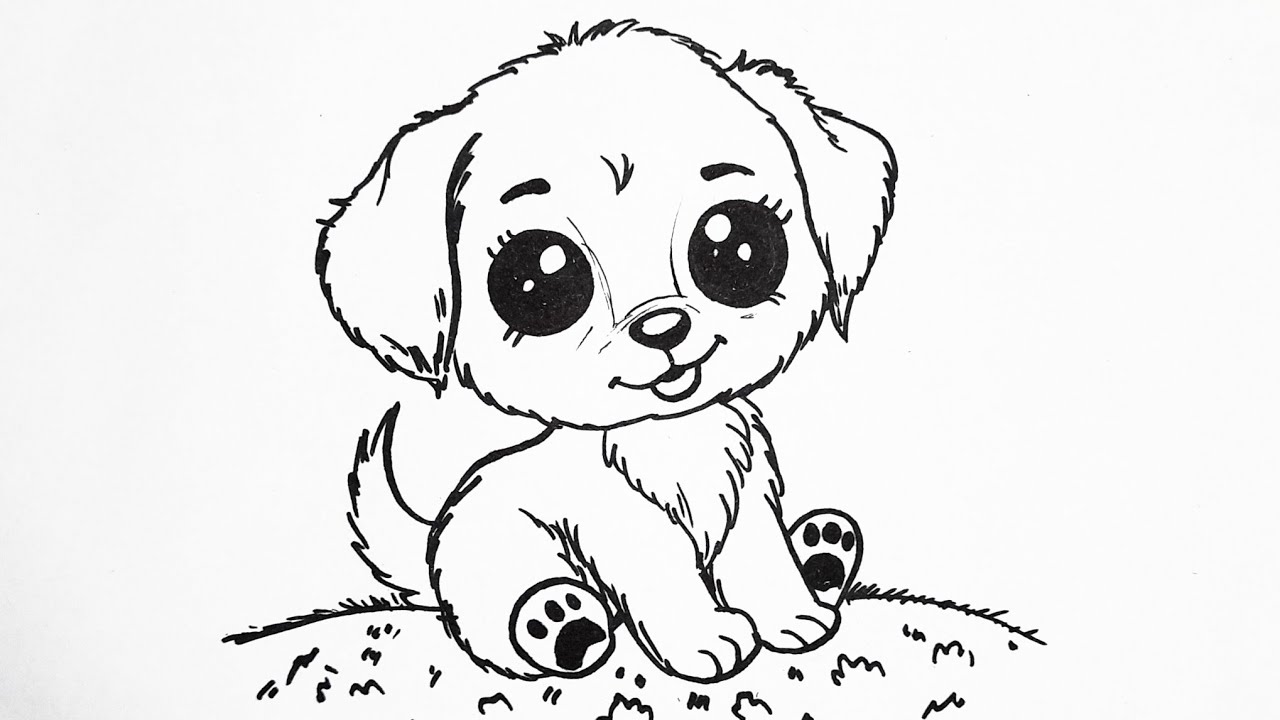 How to draw a dog easy step by step || Cute dog drawing - YouTube