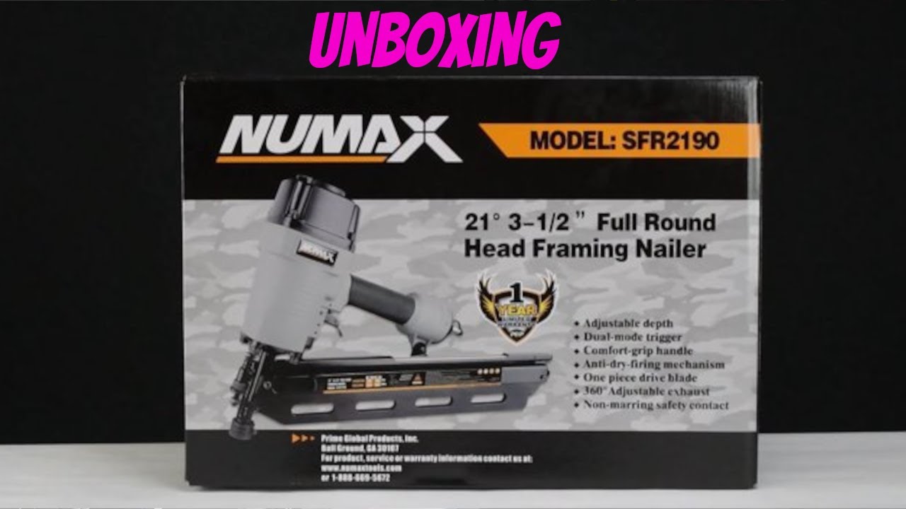 NuMax Model:SFR2190 Framing Nailer - Unboxing - YouTube