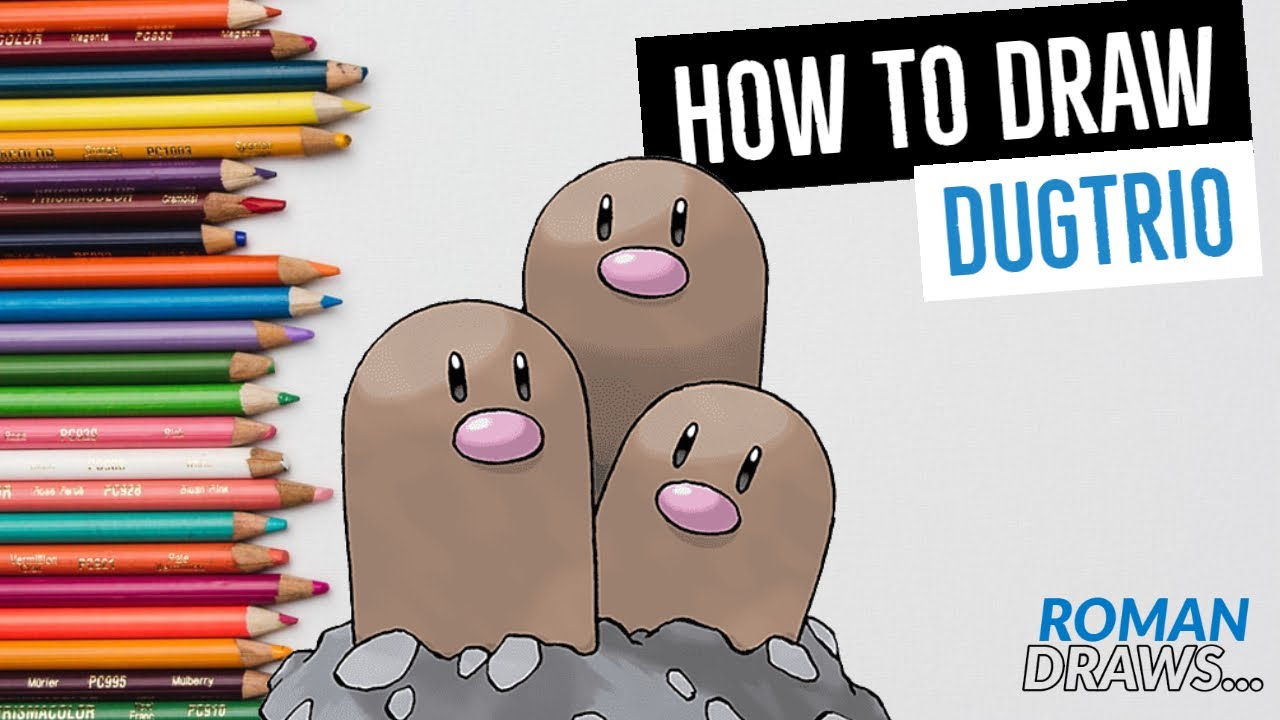How to draw DugTrio the Pokemon character - Roman Draws - YouTube