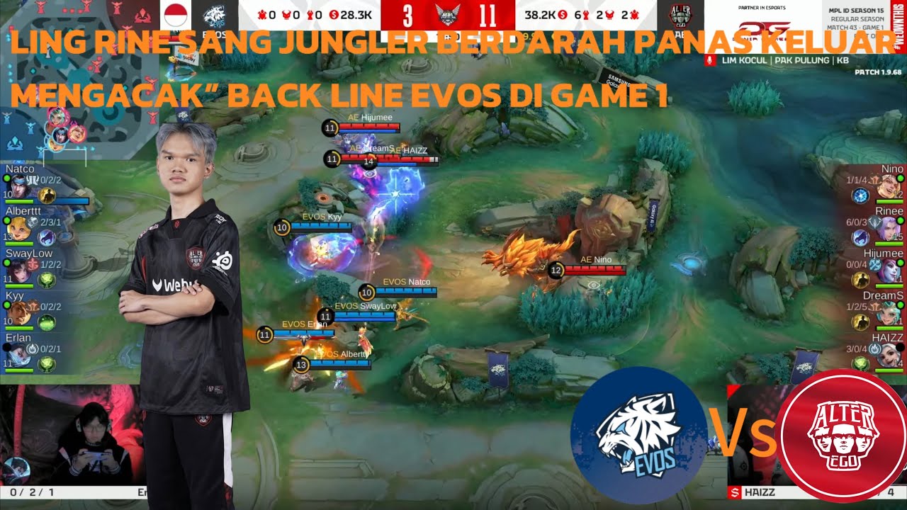 MATCH 1 EVOS VS ALTER EGO LING RINE KELUAR DI GAME INI 0 DEATH - YouTube