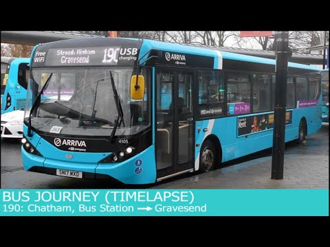 🇬🇧 BUS ROUTE TIMELAPSE | Arriva Kent & Surrey 190: Chatham ➔ Gravesend