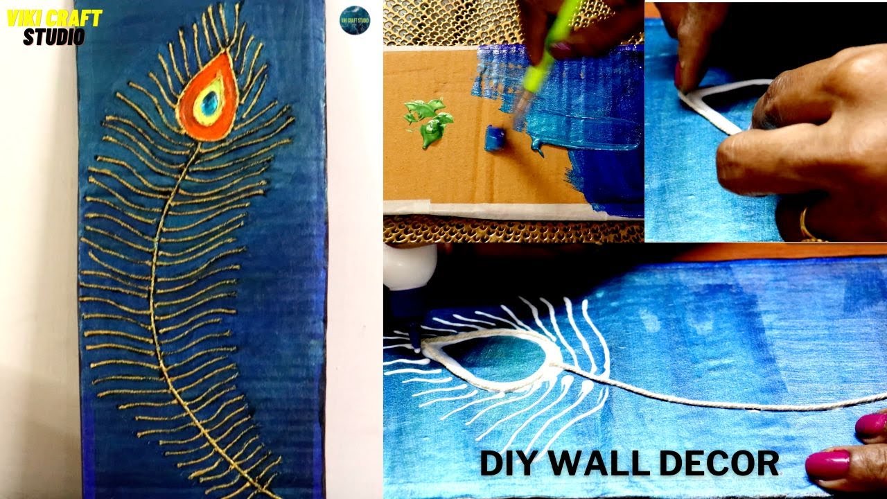 DIY WALL DECOR | PEACOCK FEATHER WALL HANGING | VIKI CRAFT STUDIO - YouTube