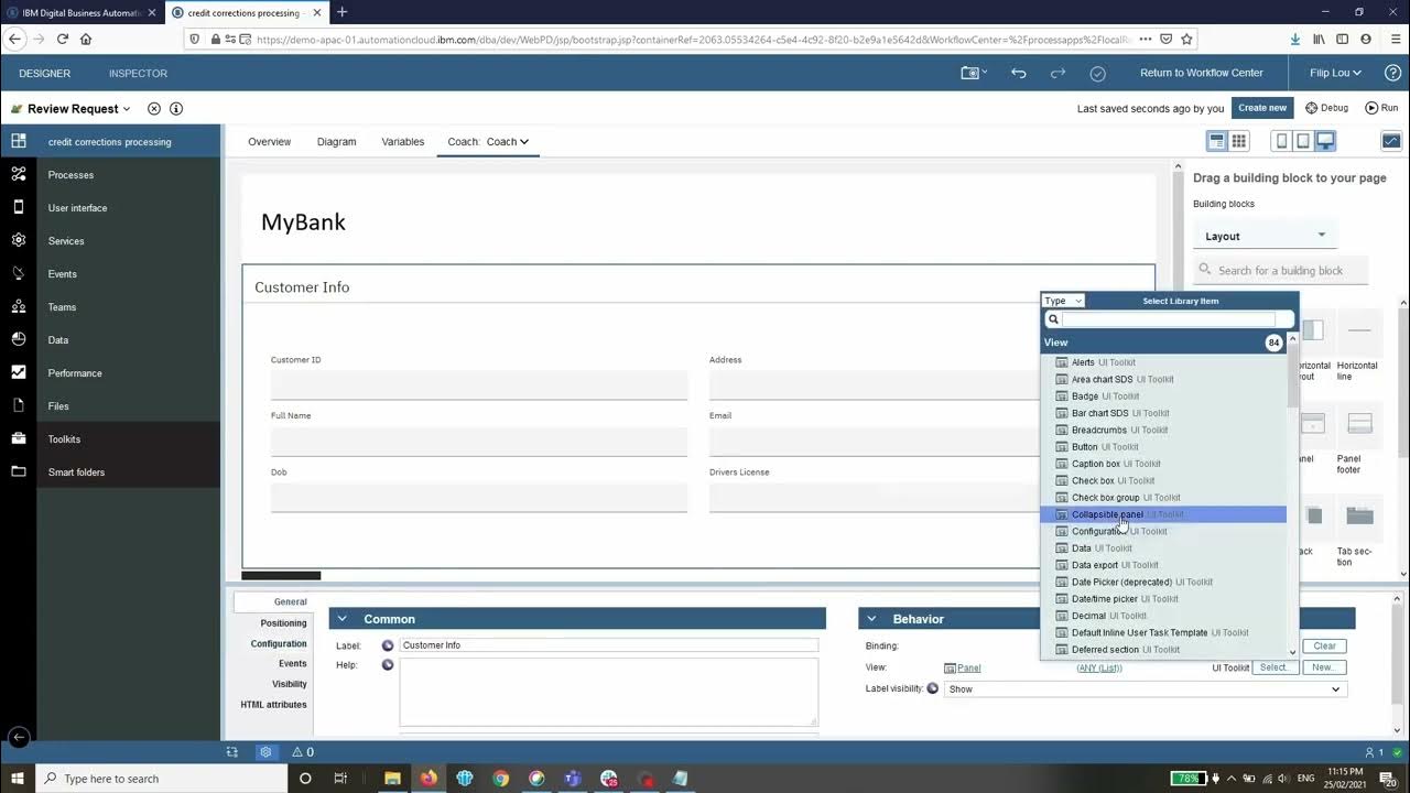 Creating a workflow from scratch using IBM BAW - YouTube