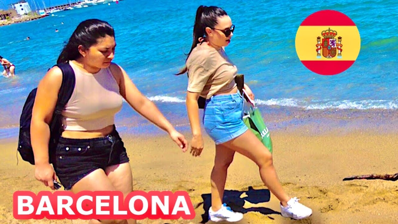 Beach Walk tour, Barcelona Spain, Beautiful Beach - YouTube