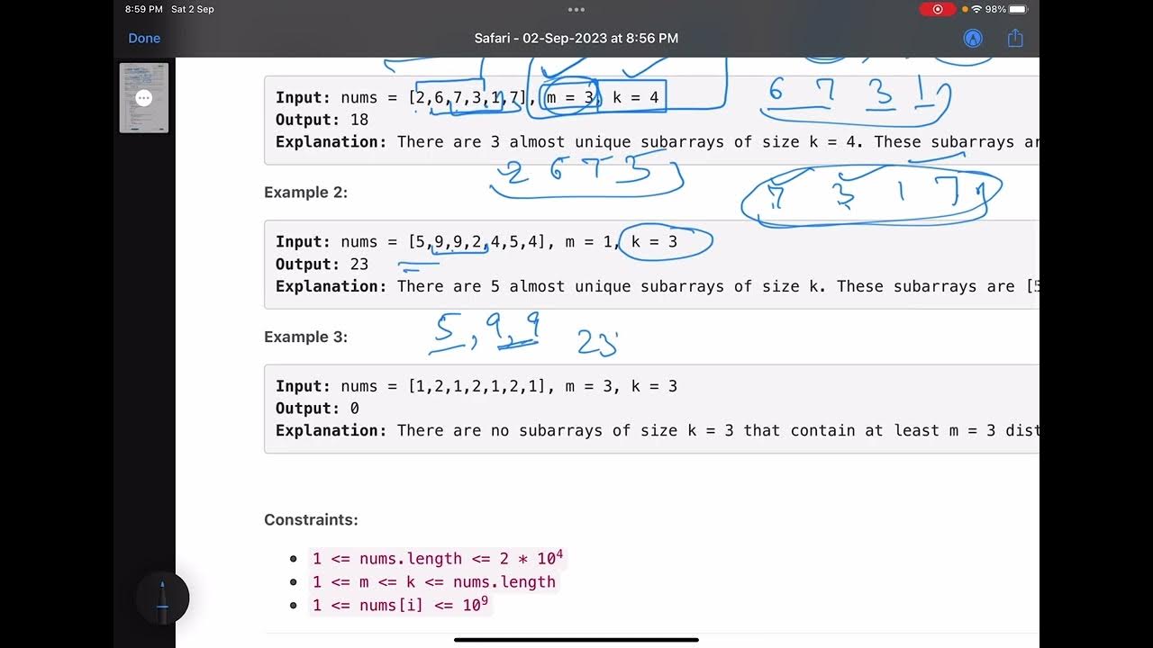 Leetcode BiWeekly contest 112 - Medium - Maximum Sum of Almost Unique ...