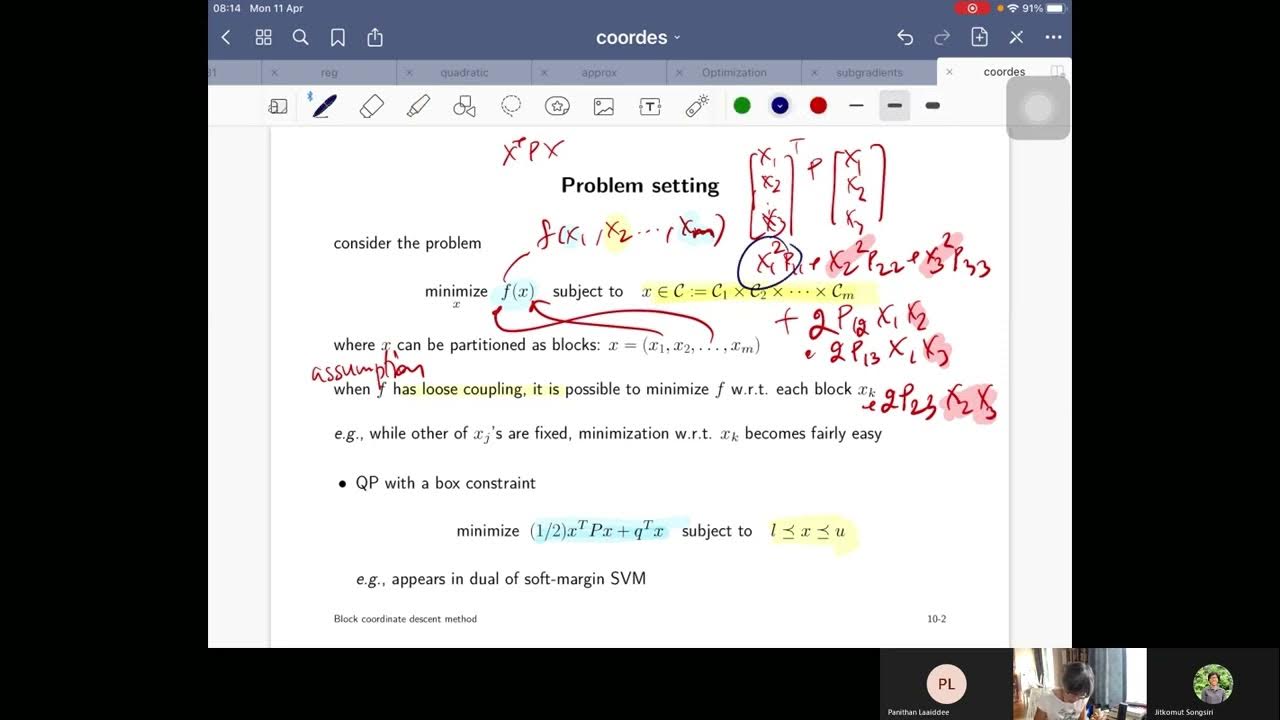 Block coordinate descent method (BCD) part 1: problem structure, algorithm description - YouTube
