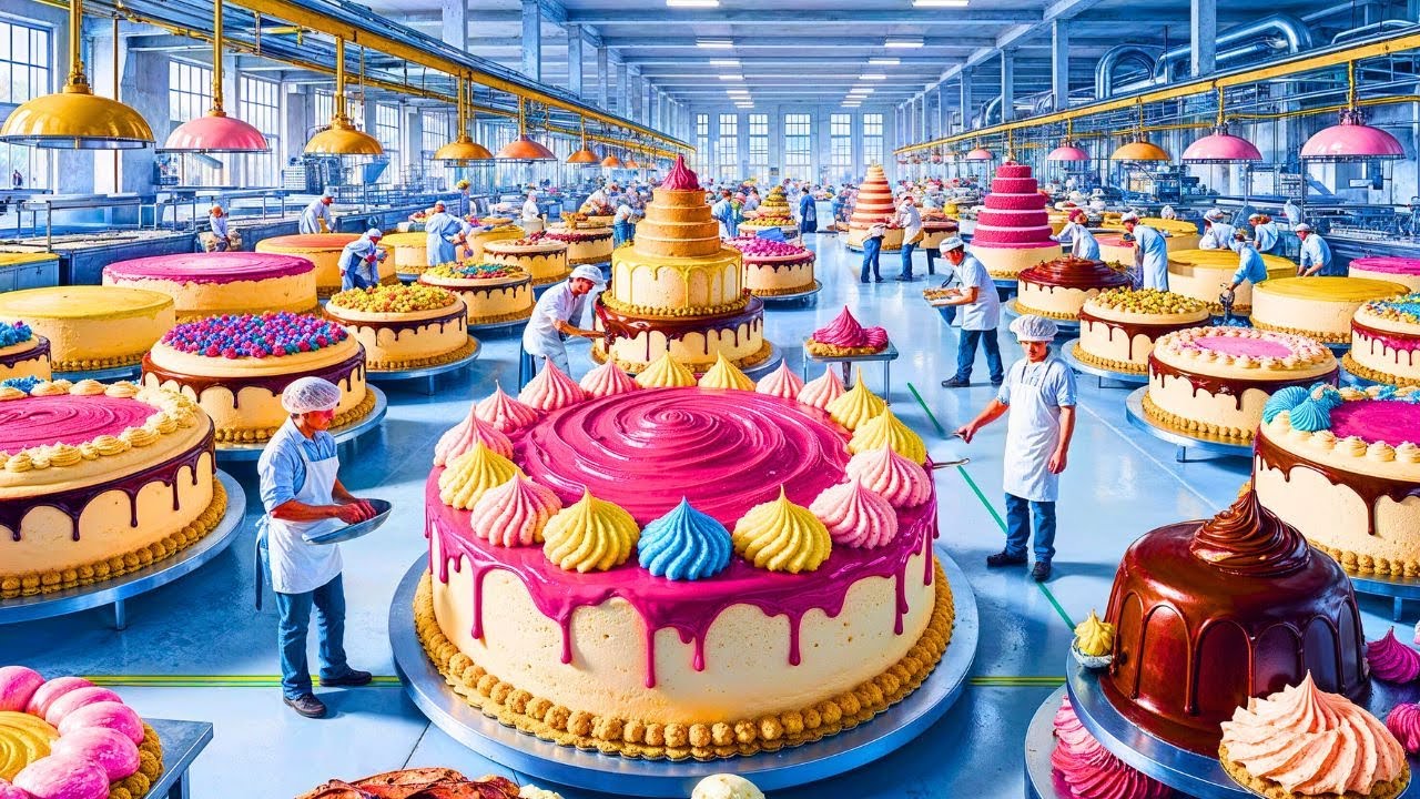 How Are MILLIONS of Cakes Made in a FACTORY | Automated Cake Making | Inside The Factory - YouTube