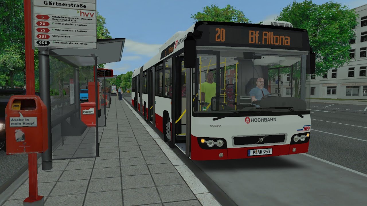 OMSI 2 Hamburg line 20. Volvo 7700 ZF Articulated bus. - YouTube