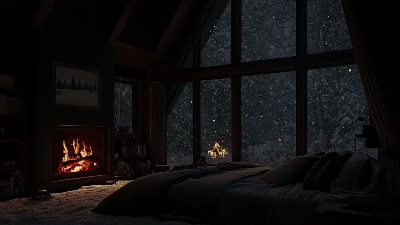 Blizzard & Crackling Fireplace at Night | Cozy Winter Storm Ambience for Sleep, Relaxation ...