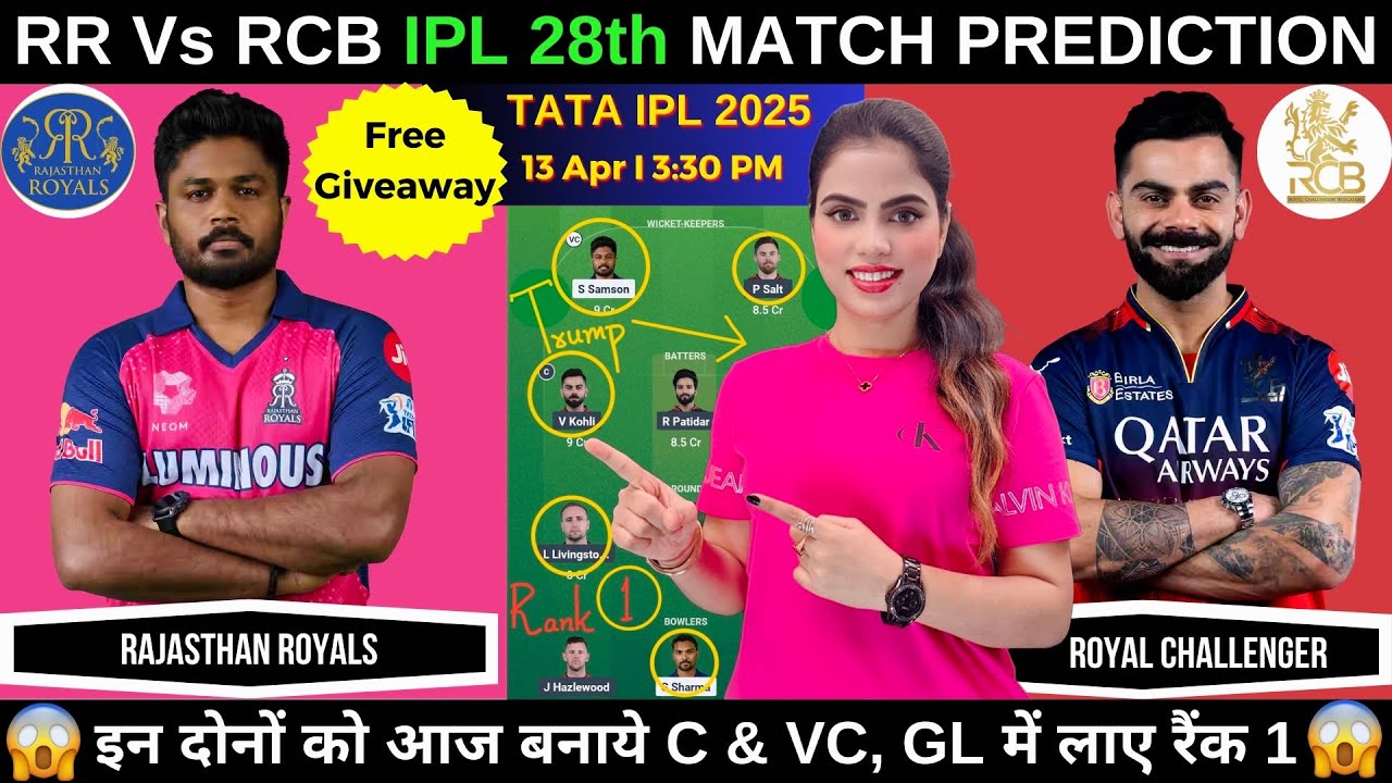 RR vs RCB Today Match Prediction|Rajasthan Royals vs Royal Challengers ...