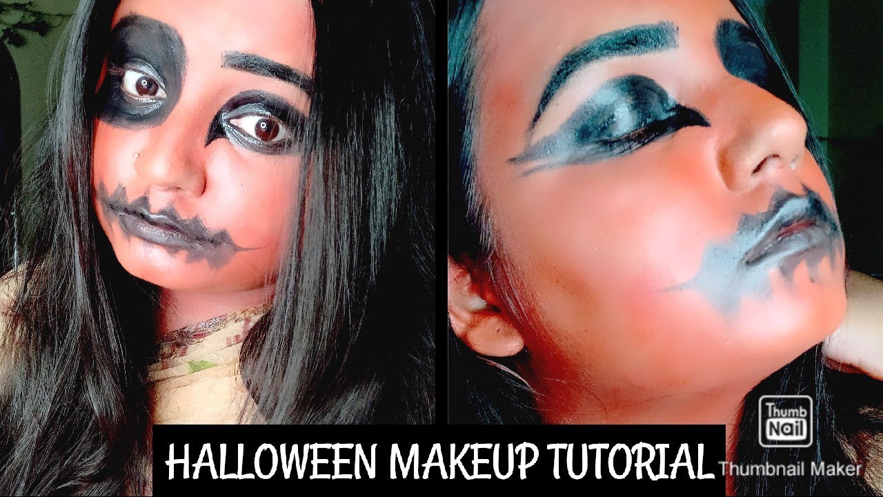 Easy halloween makeup tutorial || Pumpkin halloween makeup || 2020 ...