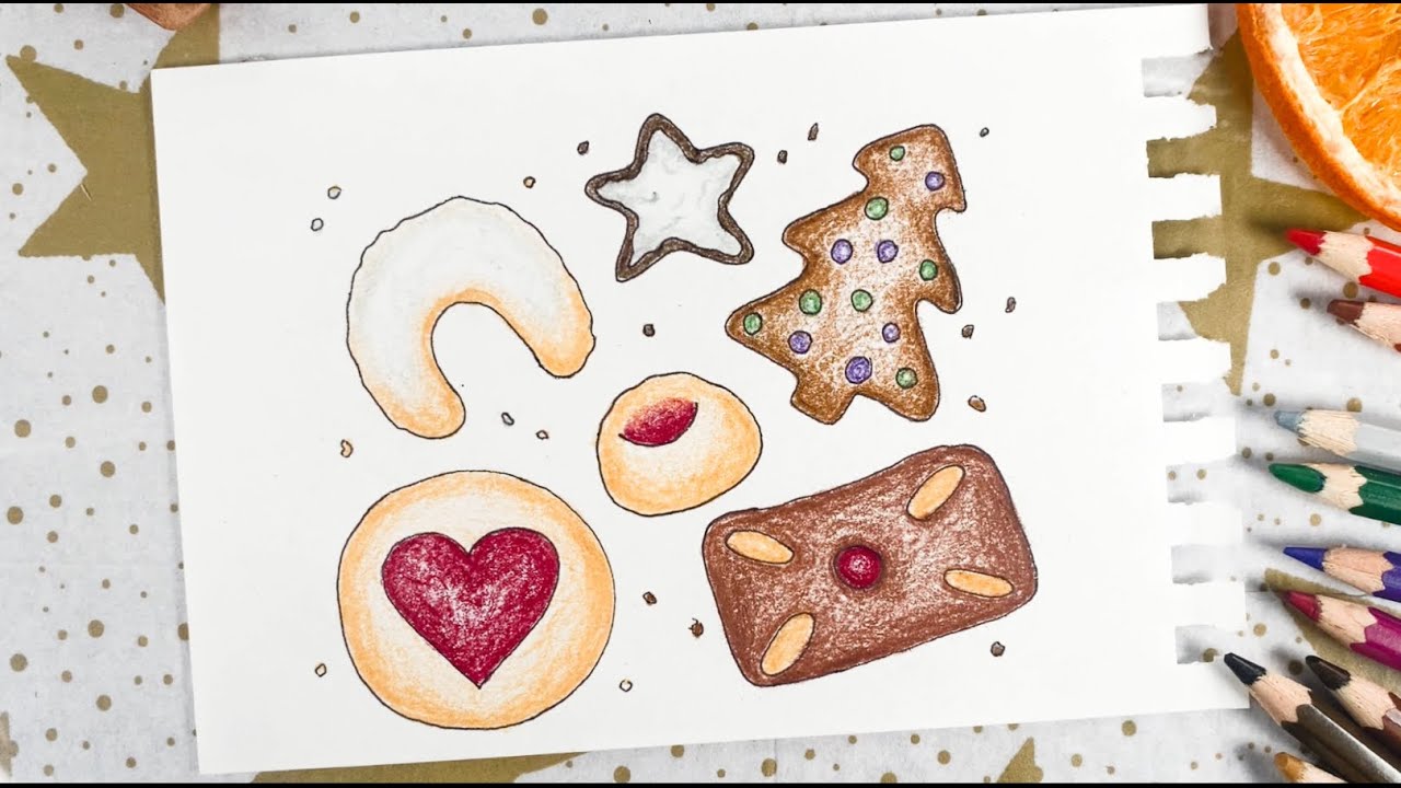 ADORABLE DRAWINGS FOR KIDS - HOW TO DRAW A CHRISTMAS COOKIES | STEP BY ...