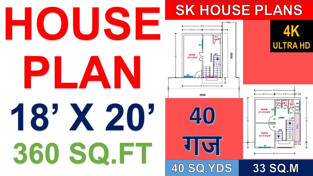 DOUBLE STOREY HOUSE PLAN 18' X 20’ / 360 SQ.FT / 40 SQ.YDS / 33 SQ.M ...