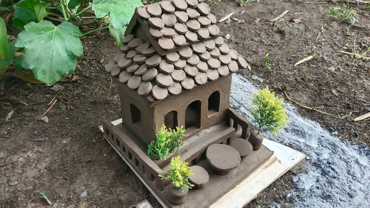 how to build miniature clay house || Amazing clay house & garden - YouTube