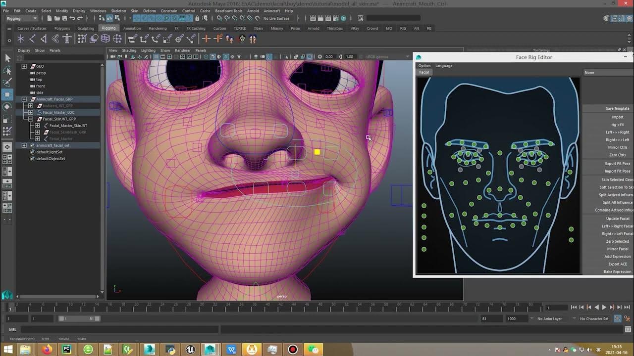 Maya Facial Rigging (Skin Mesh to Joints control base) - YouTube