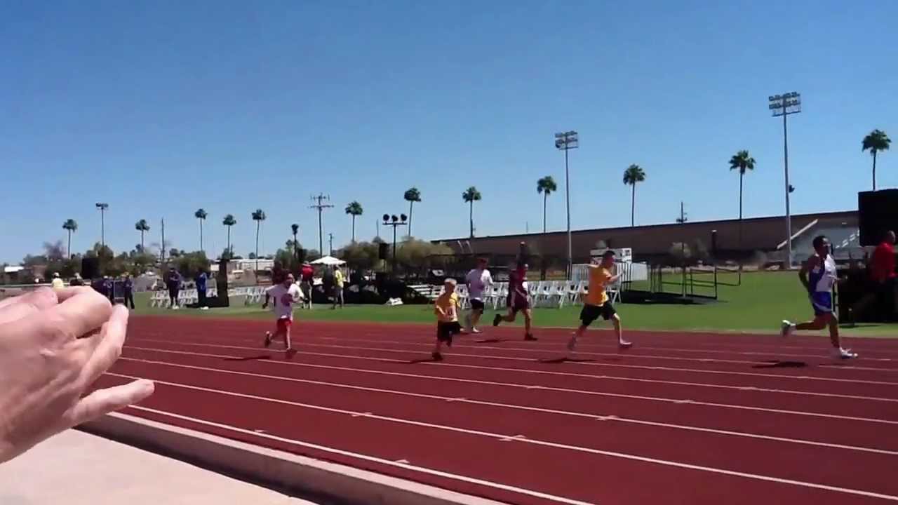 Ethan running the 50 meter in special olympics - YouTube