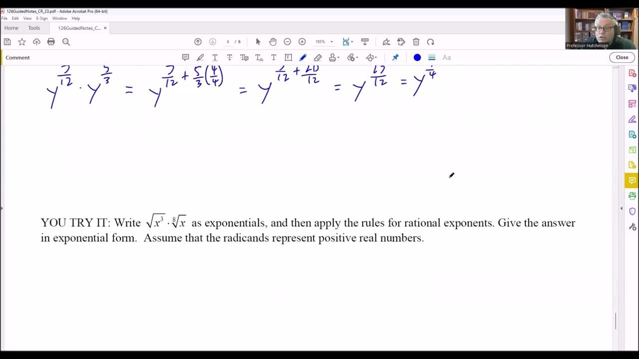 Multiplying Algebraic Radicals and Writing the Answer in Exponential Form - YouTube