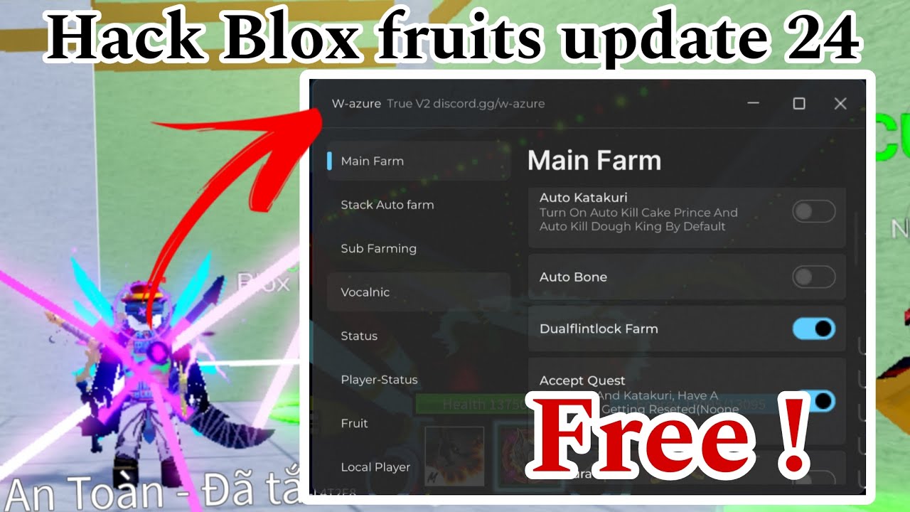 Cách Hack Blox Fruits update 24 Script W-azure free siêu vip, fram gun ...