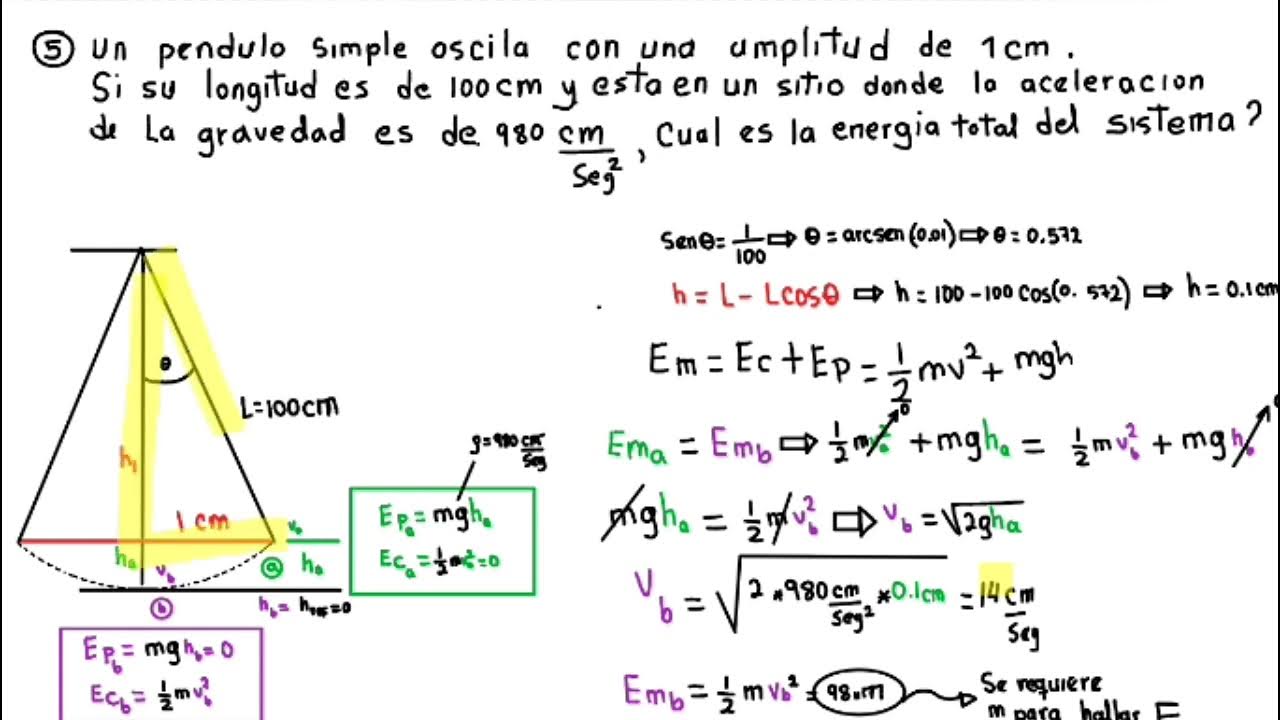fisica | Ejercicio | Calcular la energia en un movimiento armonico simple | pendulo - YouTube