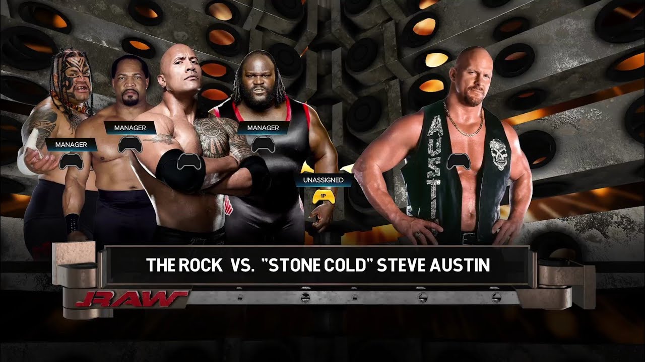Stone Cold vs The Rock with The Nation | #1 Contender match - YouTube