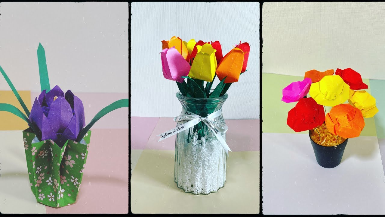 #5 Origami Table decor Flower Vase - YouTube