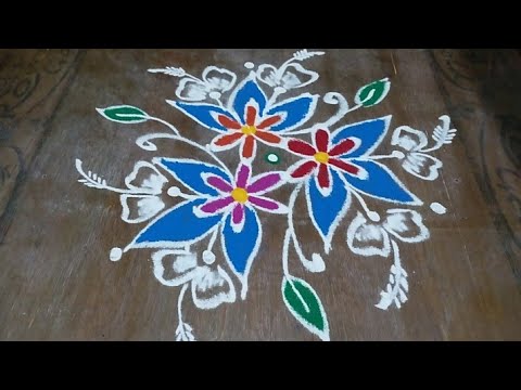 #Easy rangoli//#6 × 2 Dot's kolam// Simple designs//#Smiley rangoli ...